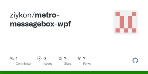 GitHub Ziykon Metro Messagebox Wpf
