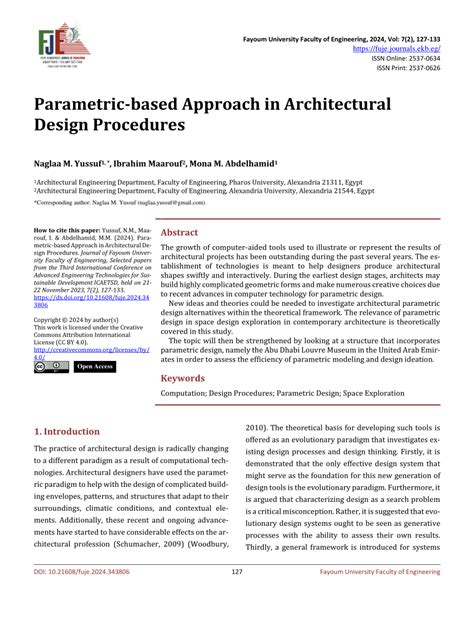 pdf parametric based approach in architectural design procedures