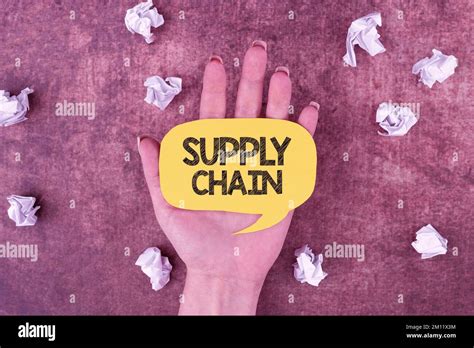 Text Caption Presenting Supply Chain Word Written On System Of Organization And Processes From