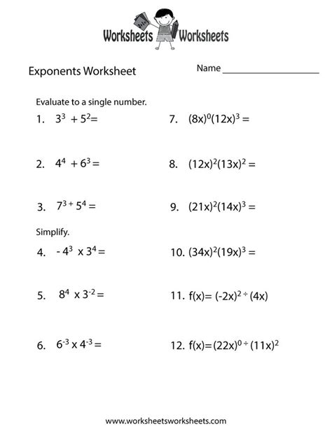 Adding Exponents Exponent Worksheets Text Features Worksheet Printable Worksheets