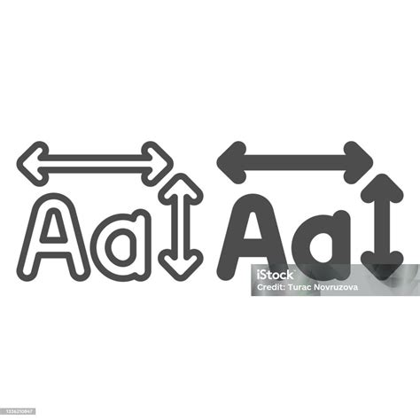 대문자 및 소문자 화살표 텍스트 레이아웃 선 및 솔리드 아이콘 컴퓨팅 개념 흰색 배경에 벡터 기호 유형 모바일 개념 및 웹 디자인에 대한 개요 스타일 아이콘 벡터 그래픽