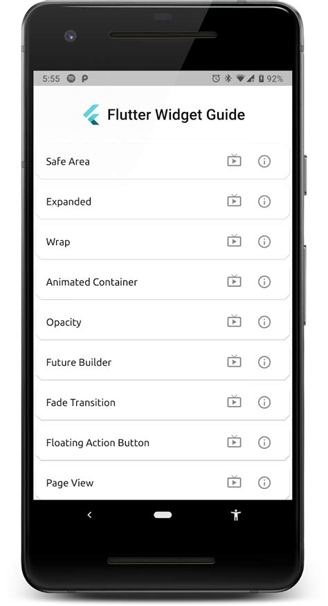 A Flutter Appliction Listing All The Widgets Covered In Flutter Widget Flutter Tutorial