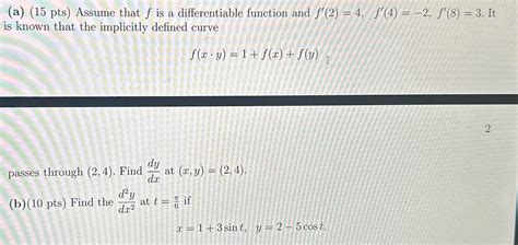 Solved A ﻿assume That F ﻿is A Differentiable Function And