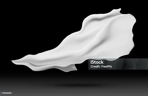 클리핑 경로 3d 렌더링으로 검은 색 배경에 절연 된 바람을 날리는 흰색 패브릭 천 날기에 대한 스톡 사진 및 기타 이미지 날기 직물 곡선 Istock