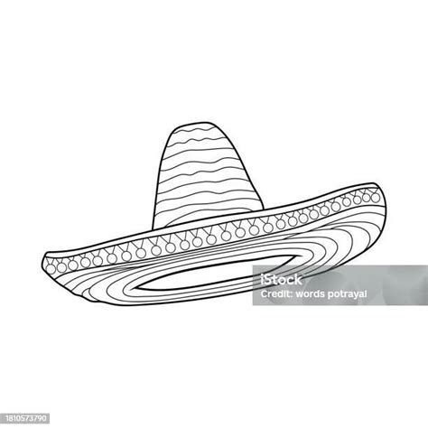 손으로 그린 아이 그림 만화 벡터 일러스트 솜브레로 모자 흰색 배경에 고립 0명에 대한 스톡 벡터 아트 및 기타 이미지 0명