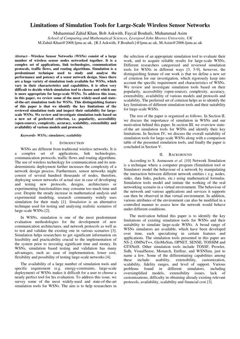 Pdf Limitations Of Simulation Tools For Large Scale Wireless Sensor