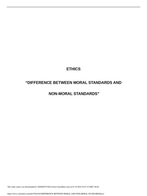 Difference Between Moral And Non Moral Standards Pdf Morality