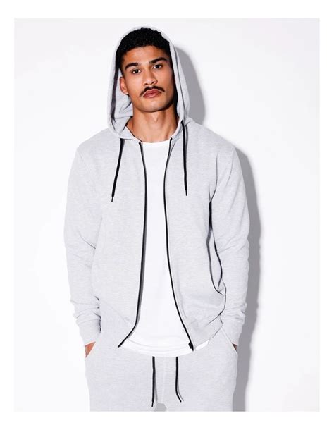 Kenji Mitchell Zip Thru Hoodie In Grey Myer