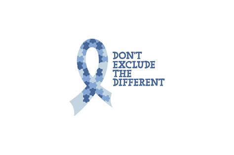 Blue Autism Awareness Ribbon With Puzzle Pieces Dont Exclude The