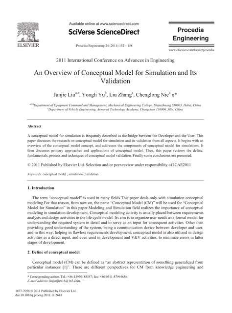 Pdf An Overview Of Conceptual Model For Simulation And Its Validation
