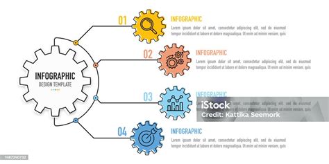 비즈니스 프레젠테이션을 위한 기어 톱니바퀴 또는 톱니바퀴 마인드맵 인포그래픽 기어 기계 부분에 대한 스톡 벡터 아트 및 기타 이미지 기어 기계 부분 타임라인 0명