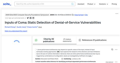 Inputs Of Coma Static Detection Of Denial Of Service Vulnerabilities Scite Report