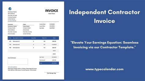 Free Printable Independent Contractor Invoice Templates [excel Word]