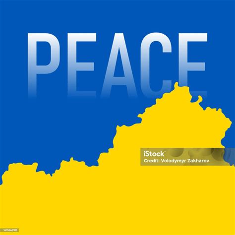 우크라이나 국기와 단어 평화의 색상에 우크라이나와 러시아의 국가 국경의지도 2022 년 러시아의 우크라이나 침공 러시아 침략 개념 벡터 일러스트레이션 0명에 대한 스톡 벡터
