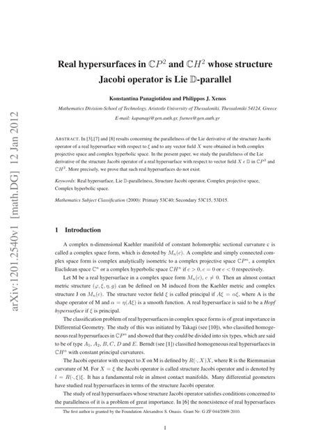 Pdf Real Hypersurfaces In ℂp 2 And ℂh 2 Whose Structure Jacobi