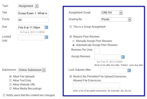 conducting peer review assignments in canvas