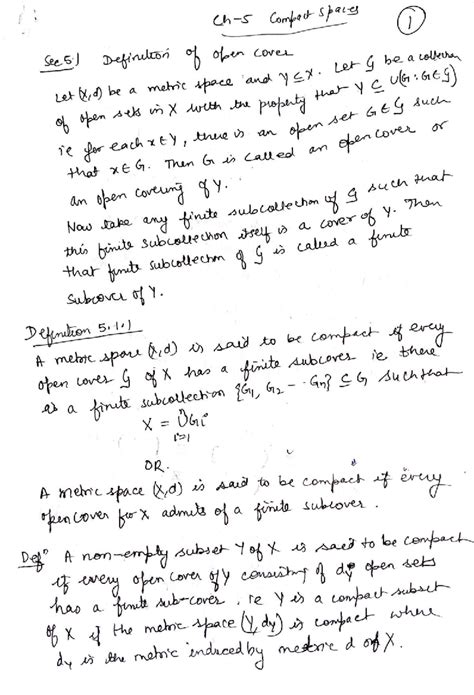 Metric Spaces Ch 5 Compact Spaces And Open Covers Maths Dsc Notes