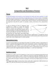 Lab Vectors Pdf Summer Lab Lab Composition And Resolution Of Vectors Theory All