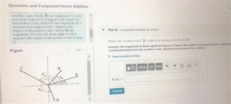solved geometric and component vector addition four vectors