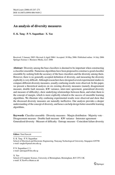 Pdf An Analysis Of Diversity Measures