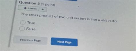 Solved The Cross Product Of Two Unit Vectors Is Also A Unit Chegg Com