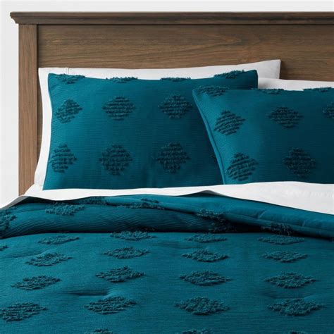 Twintwin Extra Long Tufted Diamond Crinkle Comforter And Sham Set Dark