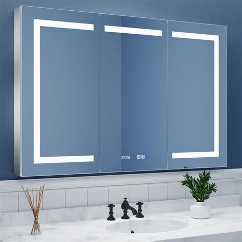 Exbrite Led Lighted Bathroom Medicine Cabinet With Mirror 48 X 32 Inch Recessed Or