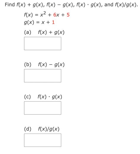 solved nd f x g x f x −g x f x ⋅g x and f x g x