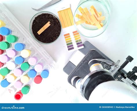 Litmus Over A Soil Sample In Laboratory Closeup Stock Image Image Of Closeup Glass