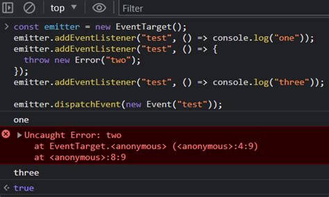 `eventtarget` Dispatch Behavior Differs From Chrome When Handler Throws Error · Issue 20406