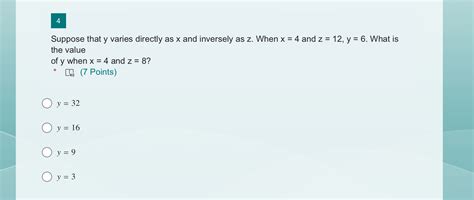 Solved Suppose That Y Varies Directly As X And Inversely As