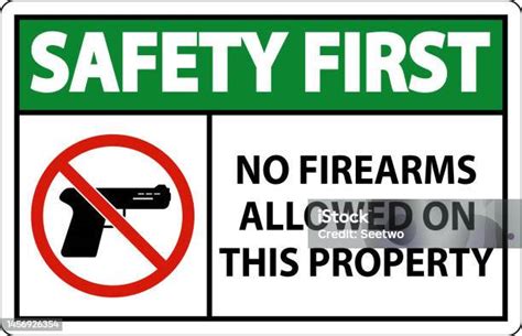 안전 제일 표지판 이 숙소에는 총기가 허용되지 않습니다 0명에 대한 스톡 벡터 아트 및 기타 이미지 0명 가을 단풍 거리 Istock