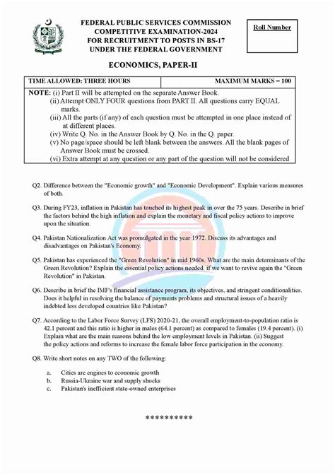 Css Economics Paper Ii 2024 Legalversity