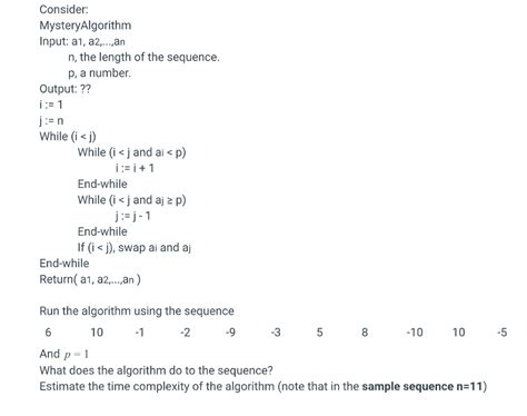 solved consider mysteryalgorithm input a1 a2 an n the