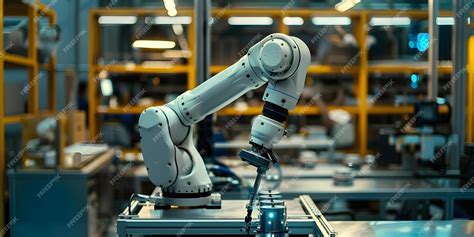 Premium Photo A Smart Industrial Robot Arm In A Digital Factory Demonstrates Industry 40