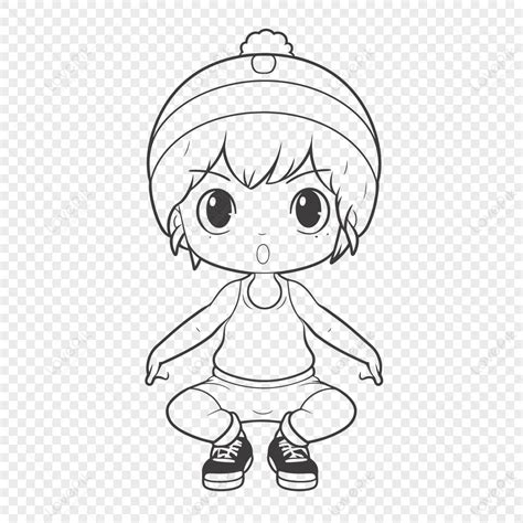 흑백의 소녀 다리에 앉아있는 만화 소녀의 그림 만화 가라데 아이 색칠 페이지 개요 스케치 벡터 Png 일러스트 무료 다운로드 Lovepik