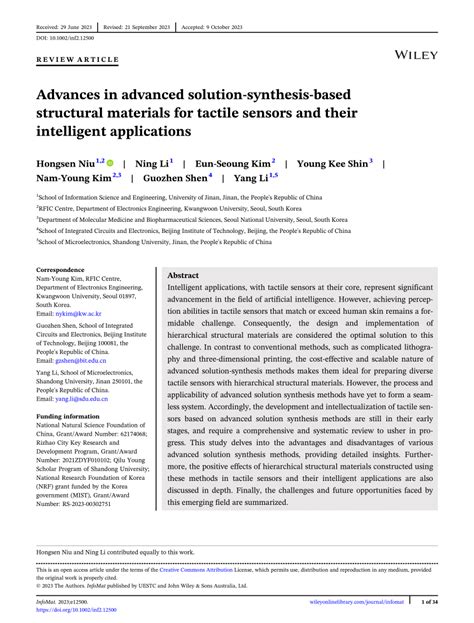 Pdf Advances In Advanced Solution‐synthesis‐based Structural Materials For Tactile Sensors And