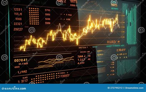 Computer Monitor Displaying An Illuminated Rising Graph For Stocks And