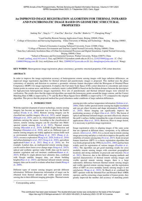 Pdf An Improved Image Registration Algorithm For Thermal Infrared And Panchromatic Image Based