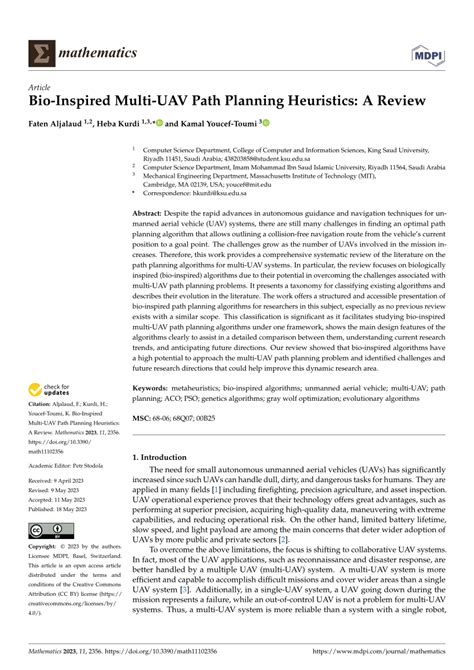 Pdf Bio Inspired Multi Uav Path Planning Heuristics A Review