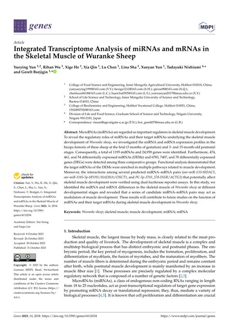 Pdf Integrated Transcriptome Analysis Of Mirnas And Mrnas In The