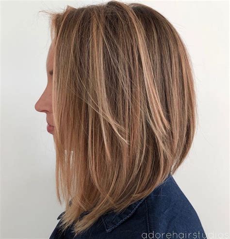 Rounded Layered Inverted Lob Cortes De Cabelo Loiro Cabelo Estilo Bob Cabelo Curto