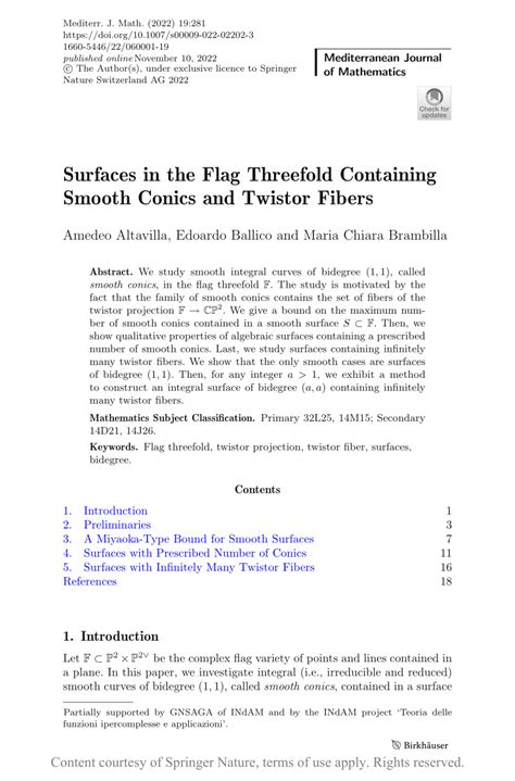 Surfaces In The Flag Threefold Containing Smooth Conics And Twistor Fibers Request Pdf