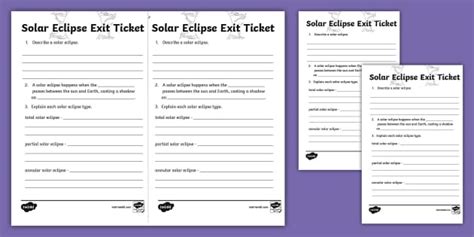 solar eclipse exit ticket for 6th 8th grade profesor hizo