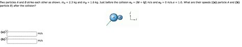 Solved Two Particles A And B Strike Each Other As Shown Chegg Com