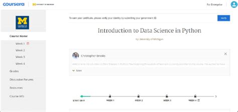 1 Screenshot Of The Introduction To Data Science In Python Course Download Scientific Diagram