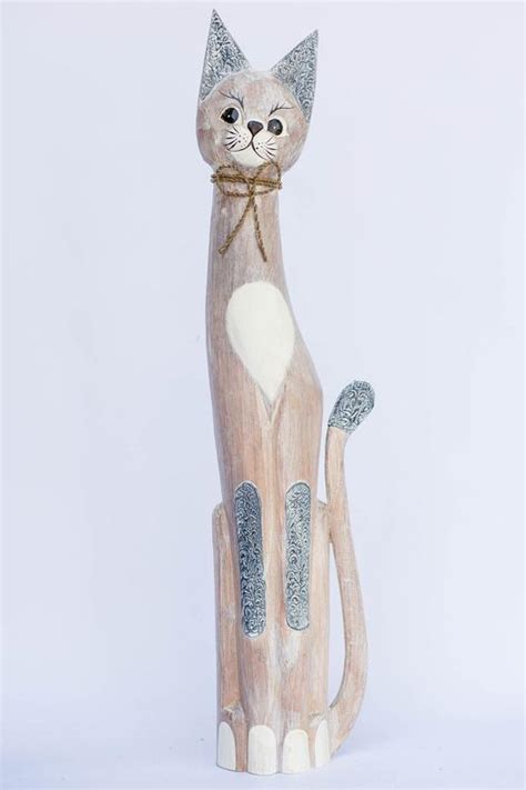 Статуетка кішка деревяна димчаста митха висота 60см — ціна 900 грн у каталозі Статуетки Купити