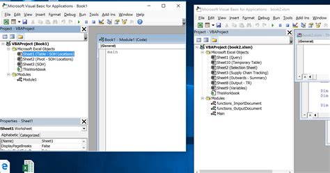 excel vba setup multiple projects in project explorer window