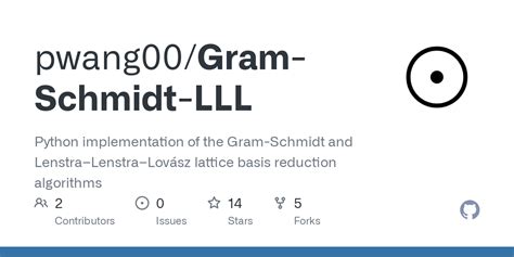 Github Pwang00gram Schmidt Lll Python Implementation Of The Gram Schmidt And Lenstralenstra