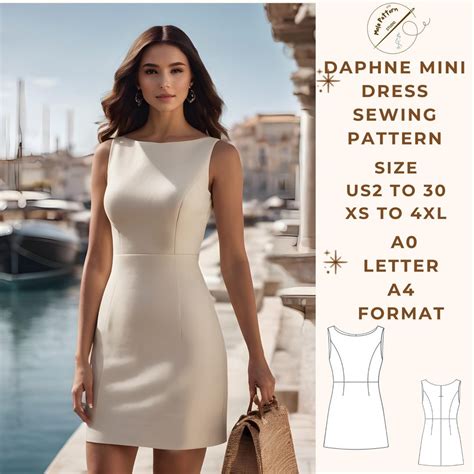 Boat Neck Mini Dress Mini Dress Sewing Pattern Daphne Mini Dress A Line Dress Pattern Ladies